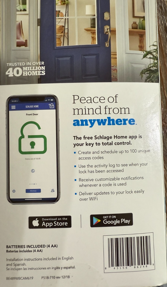 Schlage Encode Smart Deadbolt Door Lock Satin Nickel | eBay