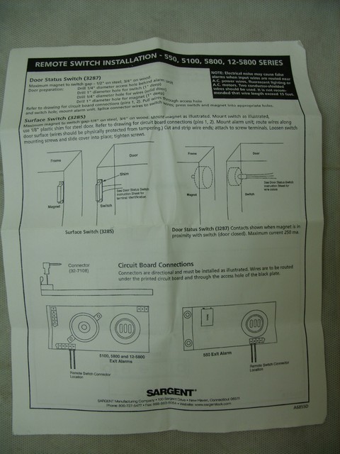 SARGENT 3287 Door Status Switch Black 2 in. L for sale online | eBay