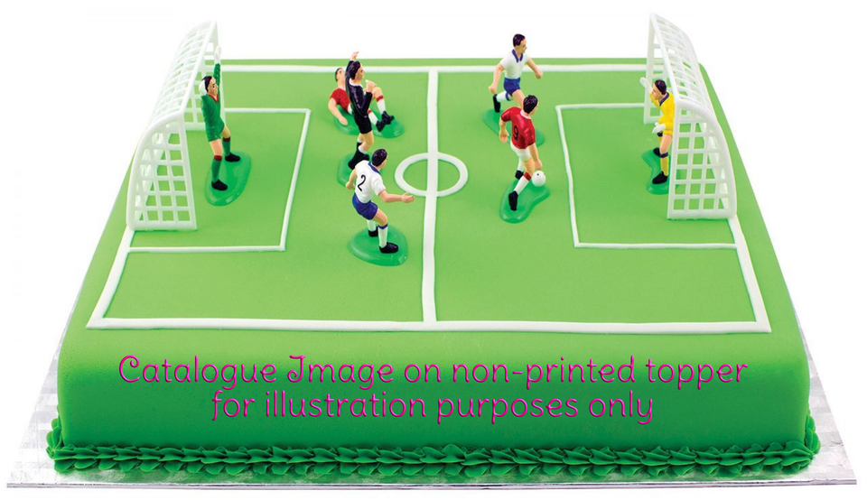 Edible Icing Football Pitch Cake Topper Decoration / Plastic Goal Nets ...