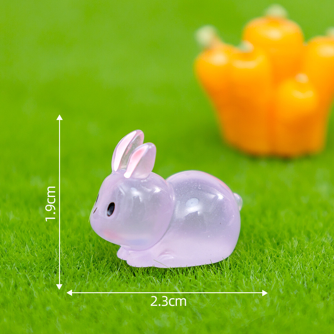 10pcs Luminous Fat Rabbits Glow In The Dark Figurines Garden Fairy ...