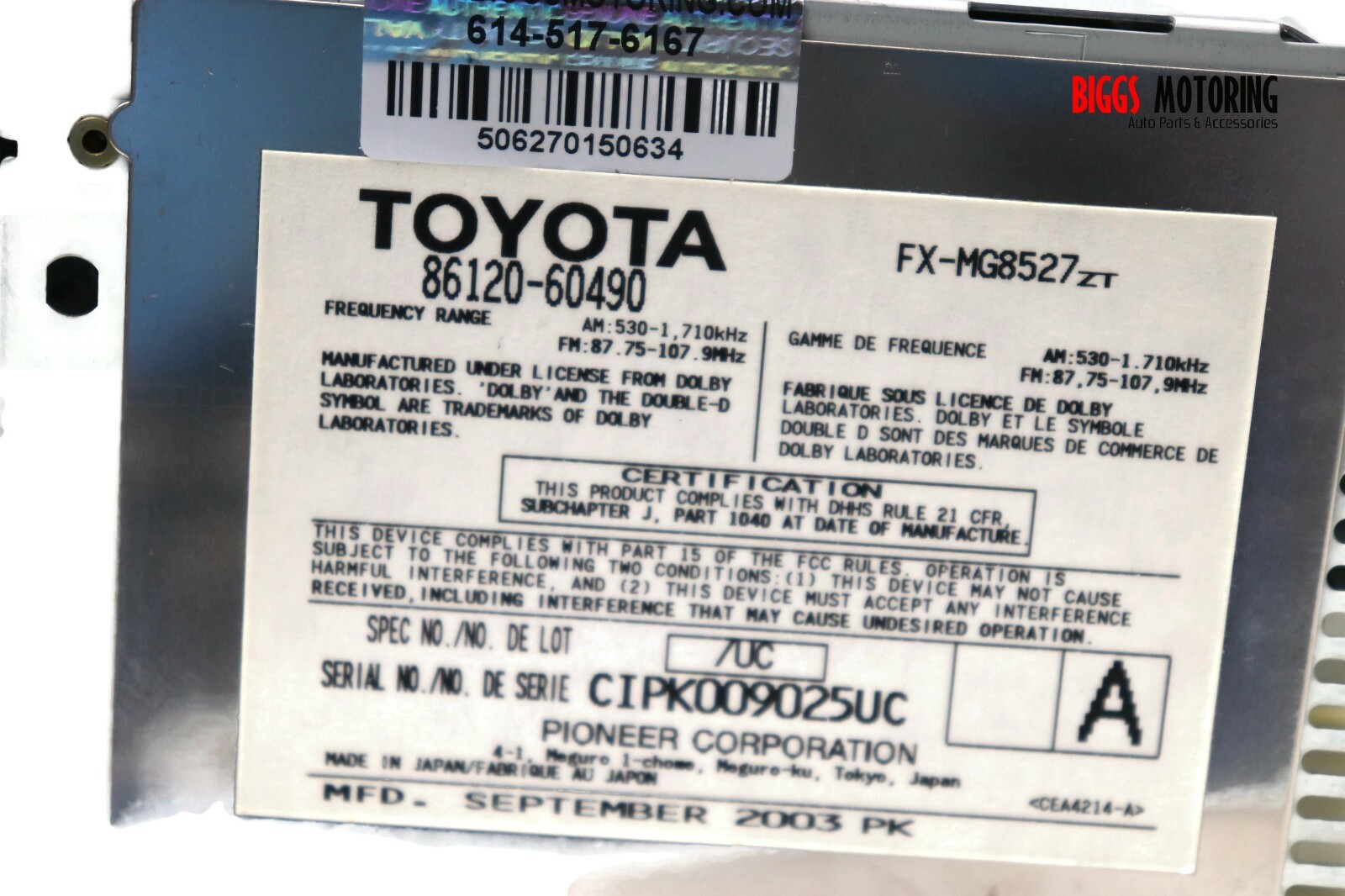 2003-2005 Lexus GX470 Radio Stereo Cassette 6 Disc Changer Cd Player ...