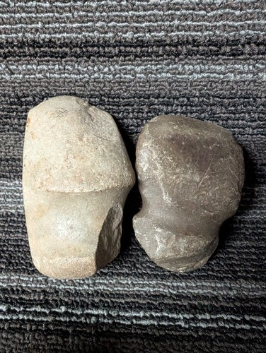 PAIR OF NATIVE AMERICAN INDIAN STONE AXE HEADS GROOVED Large Artifact ...