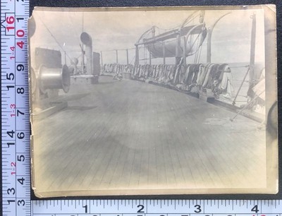 U.S. Navy Ship Deck View Life Boats Railing Ocean Military CR TR Photo ...