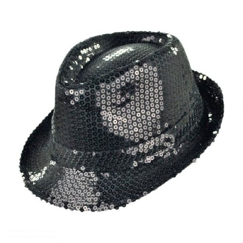Black Sequin LED Light Up Hat fedora stage prop party theatrical dance ...