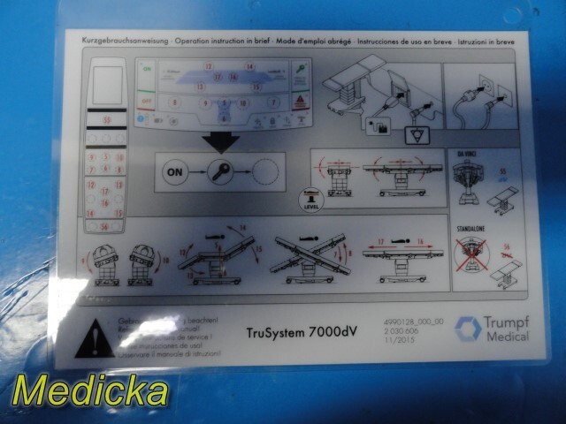 TRUMPF Medical TruSystem 7000DV Operating Table Instructional Manual ...