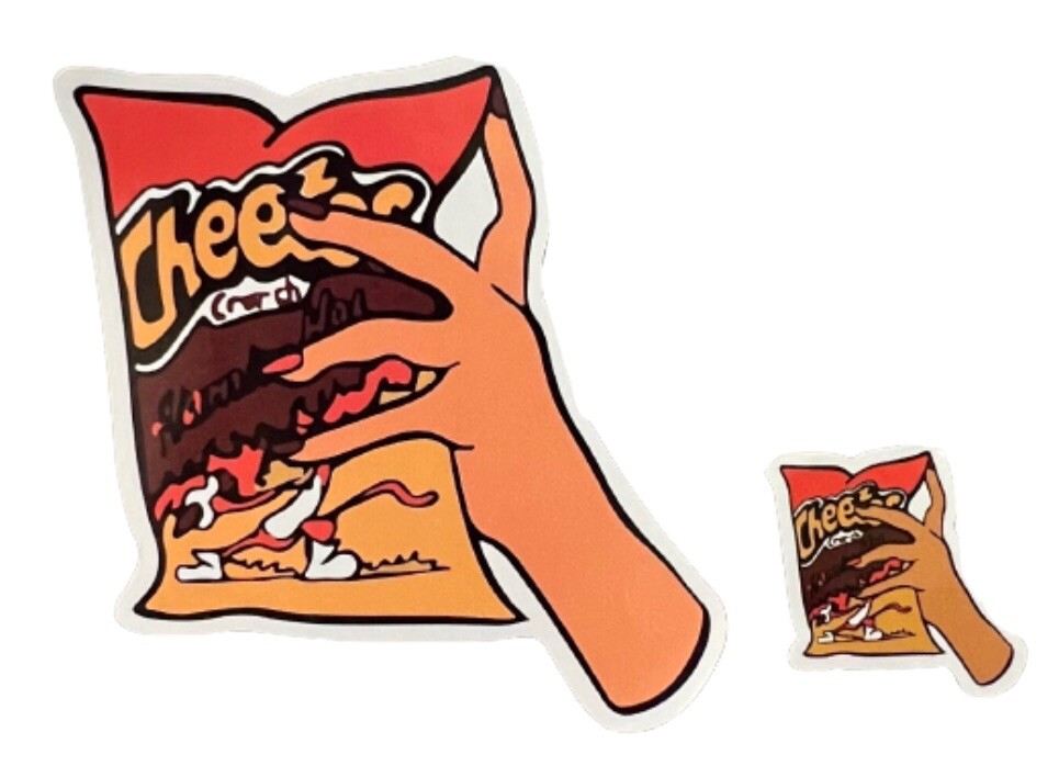 2 Hand Holding Bag of Cheetos Stickers for Water Bottles Cars Computer ...