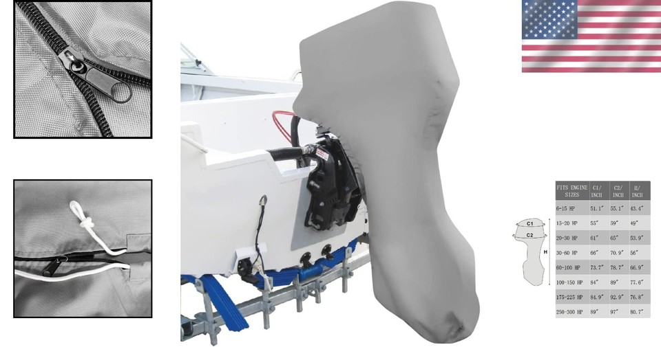 Heavy-Duty Waterproof Marine Outboard Motor Cover - UV Protection ...
