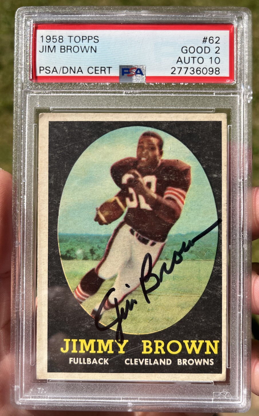 1958 Topps Jim Brown Signed Rookie Card Auto #62 PSA 2 Gem Mint 10 ...