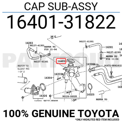1640131822 Genuine Toyota CAP SUB-ASSY 16401-31822 | eBay
