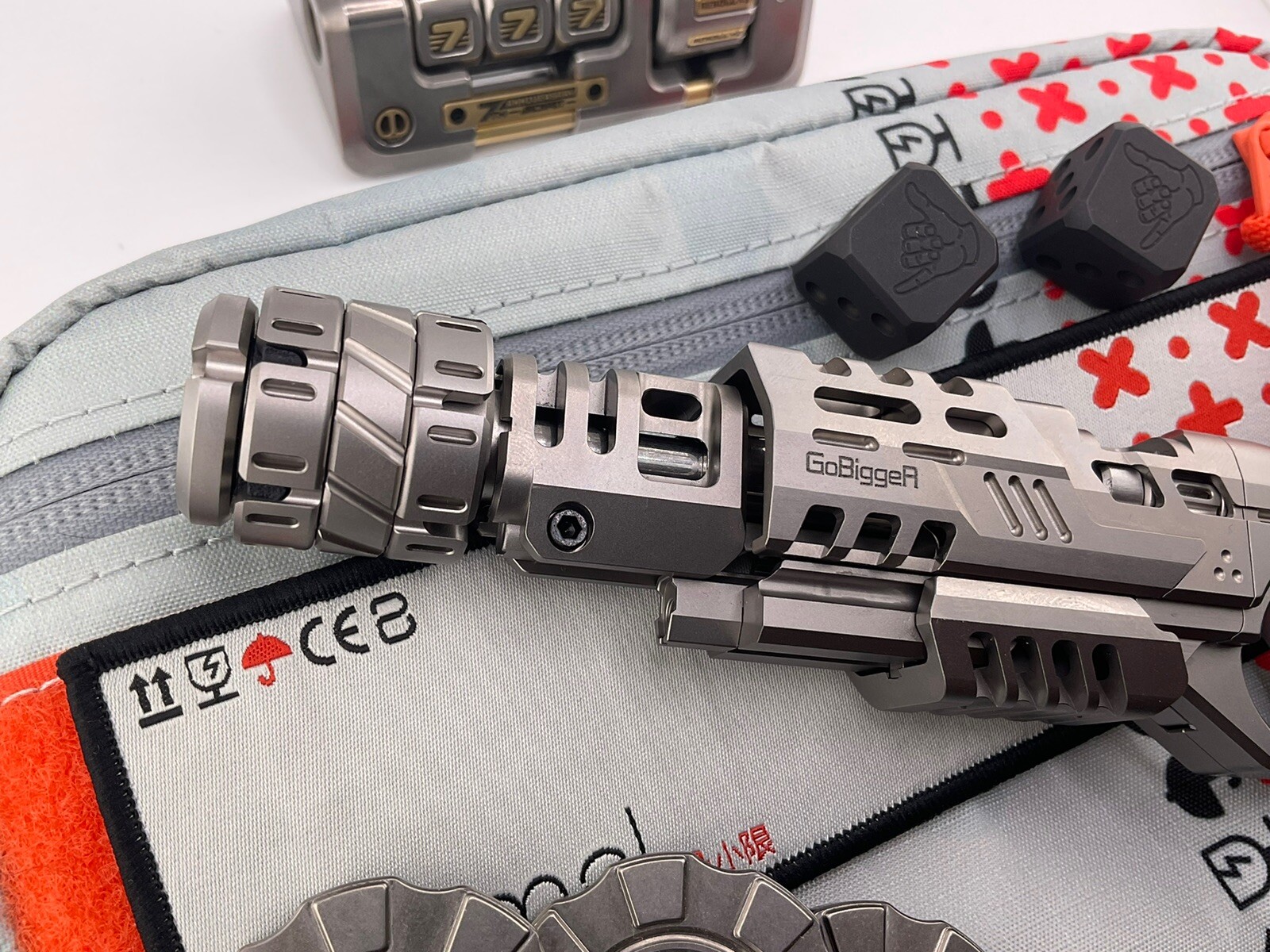 GoBigger EDC Punnk Titanium Me Mechanical Fidget Gun With Silencer Rare ...