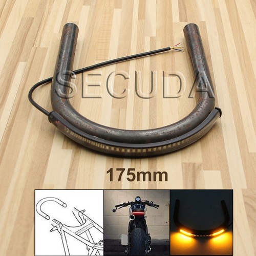 175mm Motorcycle Cafe Racer Seat Frame Hoop Loop LED Brake Light Lamp ...