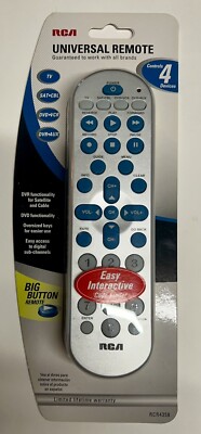 RCA RCR4358 Big Button 4 Device Universal Remote Control Factory Sealed ...