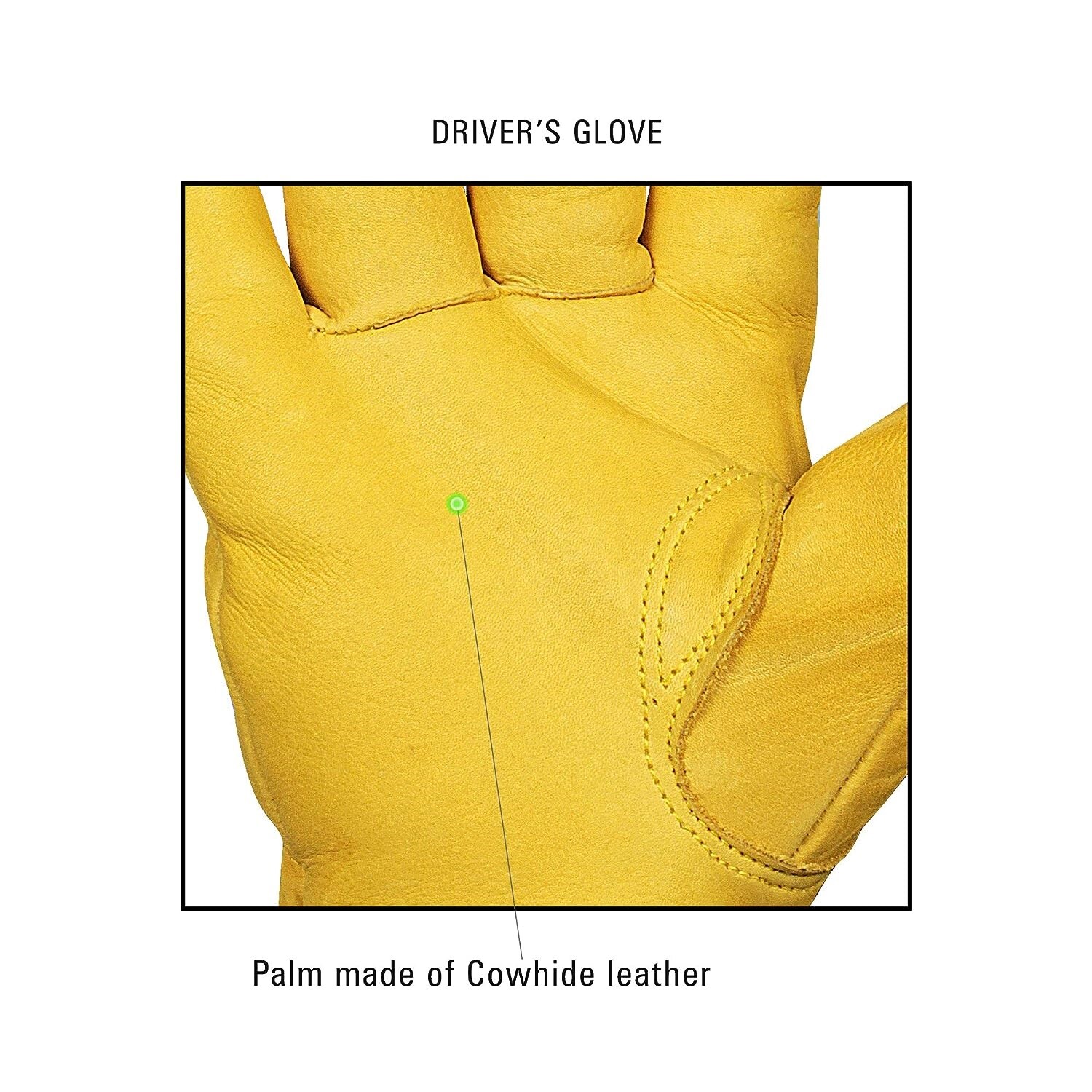 Premium Yellow Leather Driver Work Gloves Fleece Lined Lorry Truck ...