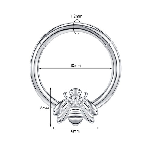Butterfly Bee Cat Nose Rings Stainless Steel Septum Clicker Ear Tragus ...