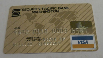 Security Pacific Bank Credit Card Gold Visa - Un-Signed Vintage Expired ...