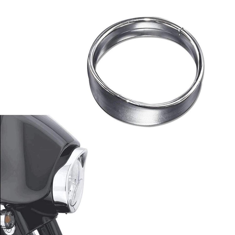 Eagle Lights 7" Chrome Frenched Headlight Trim Ring w Visor for Harley ...