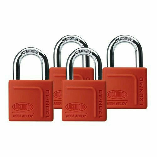 Lockwood 120N 40mm Solid Brass Padlock with Silicone Cover - Red, Pack ...