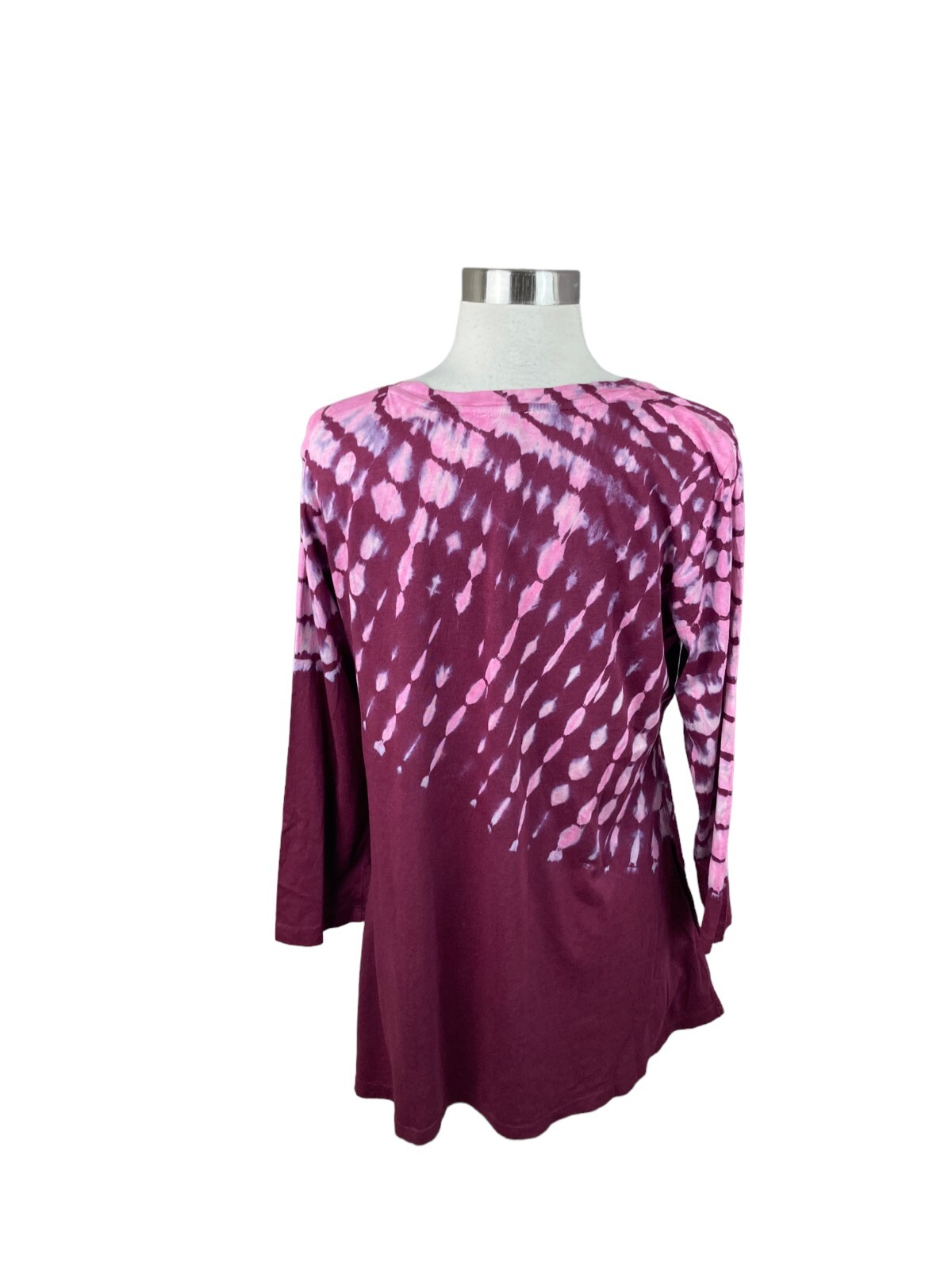 Logo Lori Goldstein New Burgundy Pink Hand Tie Dye Cotton Modal Knit