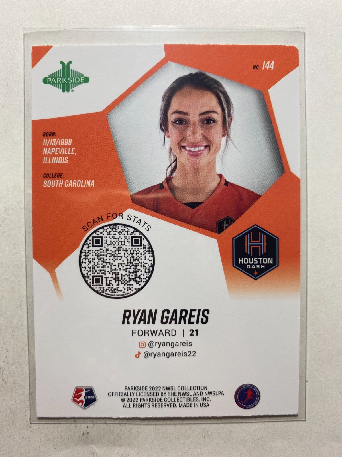 Ryan Gareis 2022 Houston Dash #144 Parkside NWSL Rookie Card | eBay