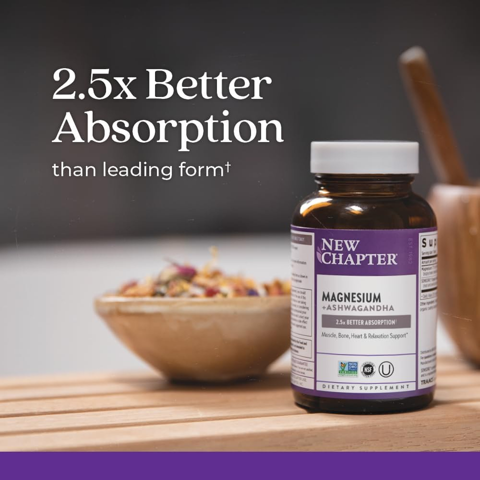New Chapter Magnesium + Ashwagandha Supplement, 325 mg with Magnesium ...