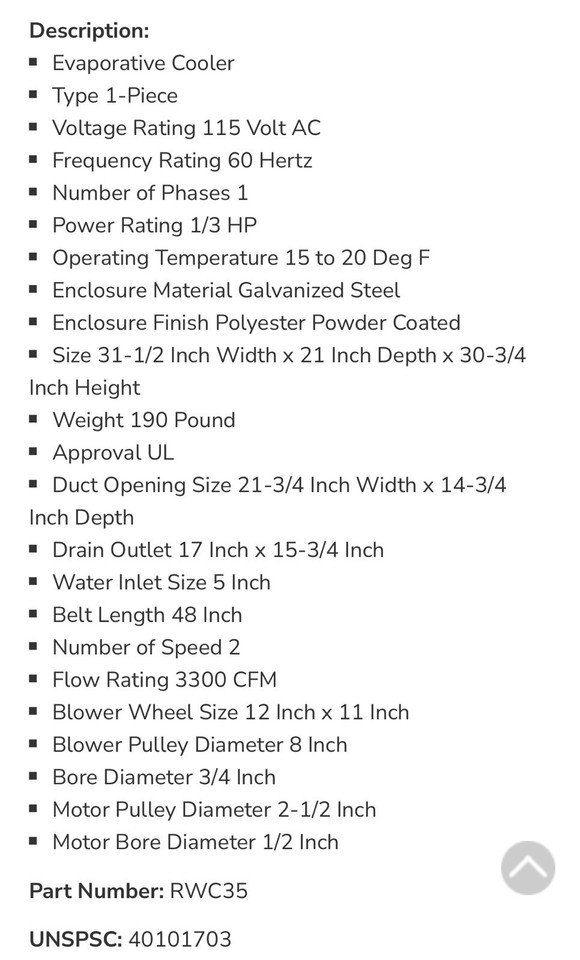RWC35 Champion Window Cooler with Remote 3300 CFM 115v-1ph Two Speed | eBay