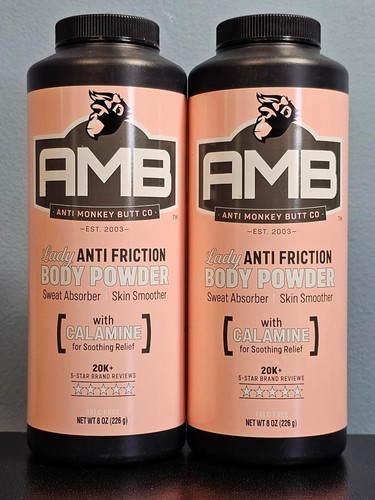 Lot of 2 AMB Anti Monkey Butt Co Lady Anti Friction Body Powder 8 oz ea ...