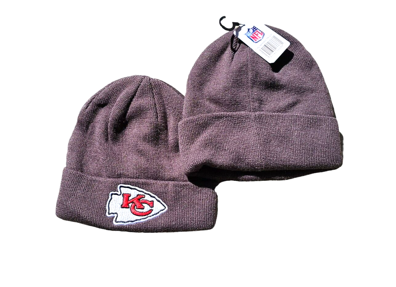 Kansas City Chiefs Cuffed Solid Gray Knit Beanie Hat Winter Cap Toque ...