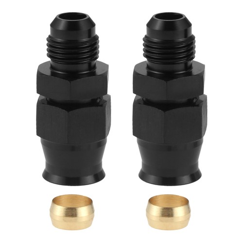 2Pcs 6AN Male To 3/8" Tube Hardline Fuel Line Adapter Fitting Tubing ...
