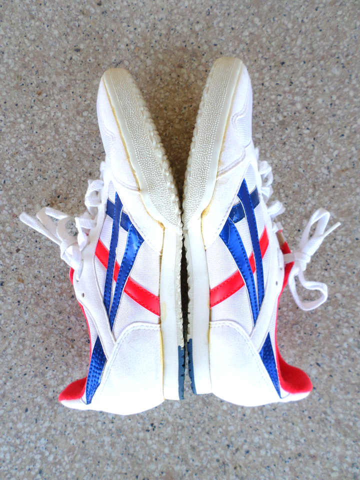 NEW vintage ASICS Red, White and Blue Running Shoes made in Taiwan ...