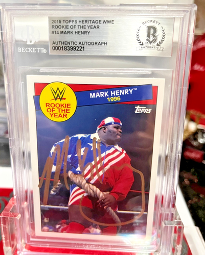 2015 Topps Heritage WWE Rookie of the Year Mark Henry #14 BAS COA Auto ...