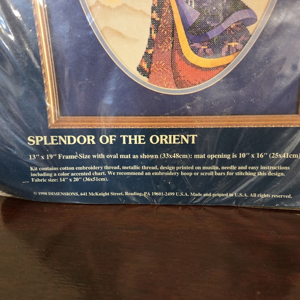 VTG Sunset Stamped Cross Stitch "Splendor Of The Orient" Needlework Kit ...