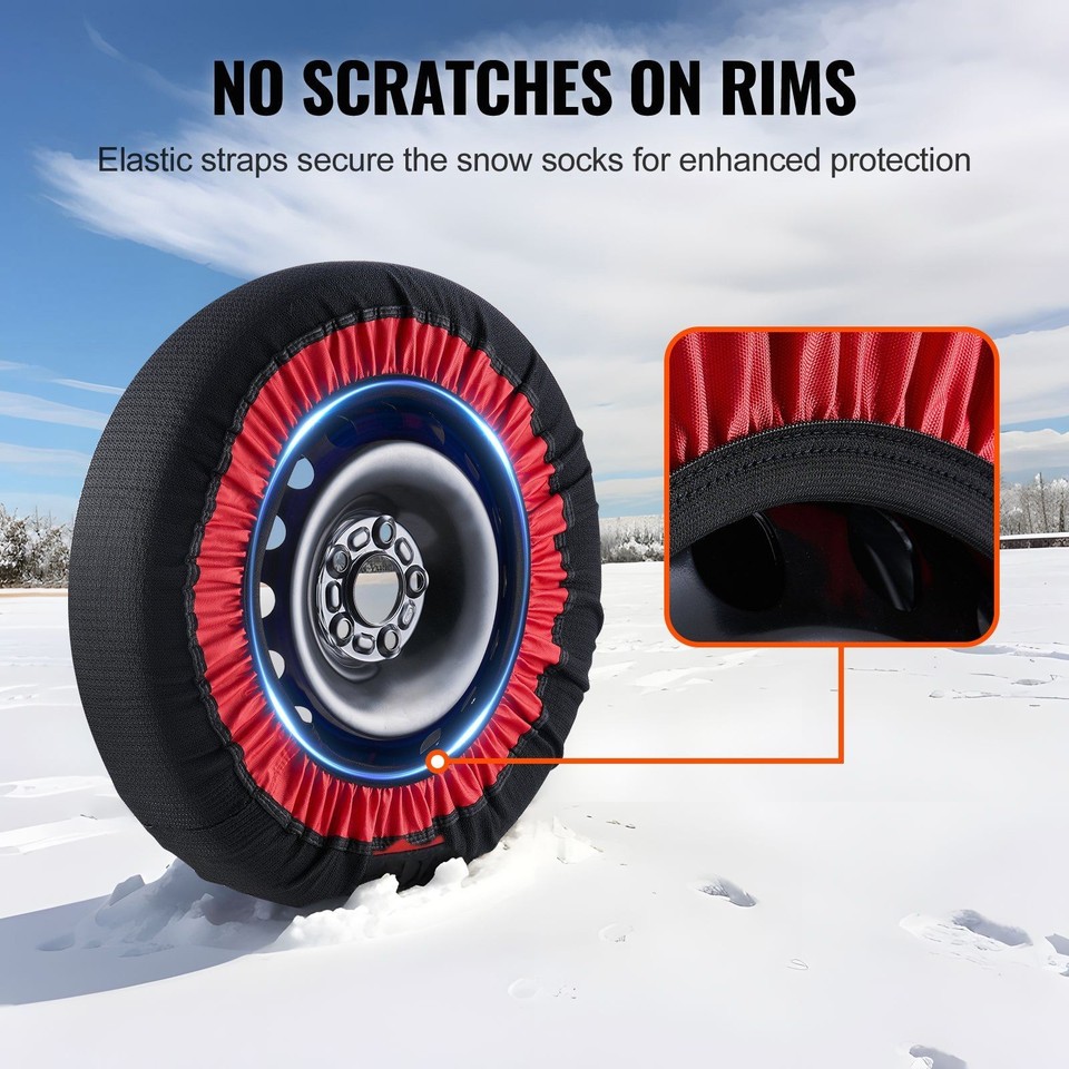 2Pcs Thickened Snow Socks - Extra Large 333lb Traction Cover Adjustable ...