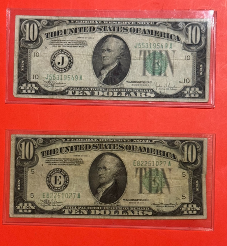 Lot of 2 - 1934 A and 1934 C $10 Green Seal Legal Tender Notes | eBay