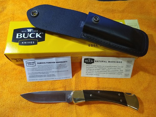 Buck 110 Hunter Drop Point Blade Knife 420HC Ebony Brass Bolsters | eBay