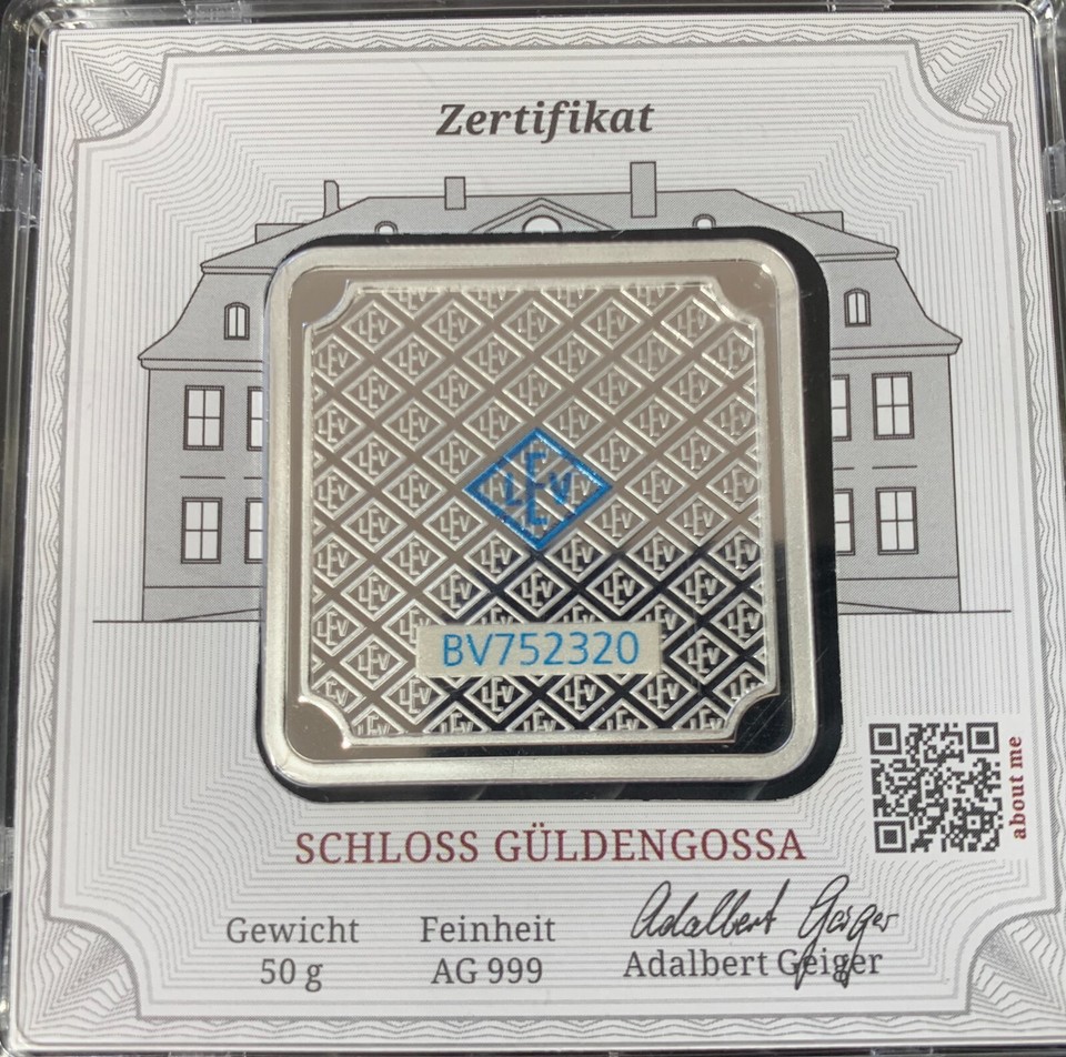 50 gram .999 Silver Square - Geiger Edelmetalle (Encapsulated w/Assay ...