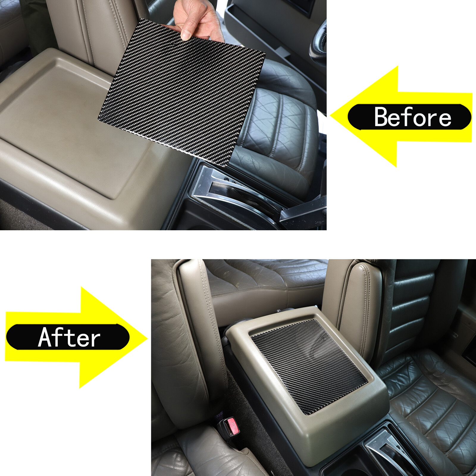 For Hummer H2 03-07 Real Carbon Fiber Center Console Armrest Box Panel ...