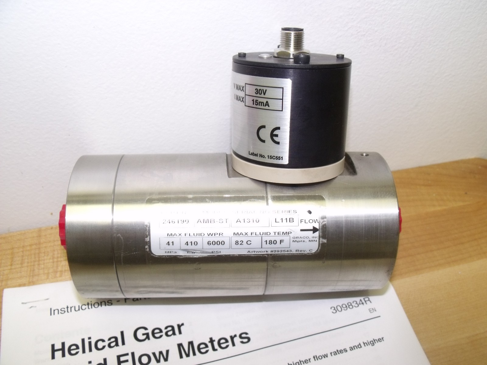 Graco 246190 AMB-ST Helical Gear Fluid Flow Meter HG6000 24b924 Sensor ...