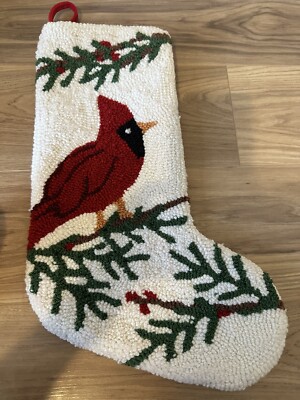 Needle Punch Christmas Stocking Cardinal | eBay