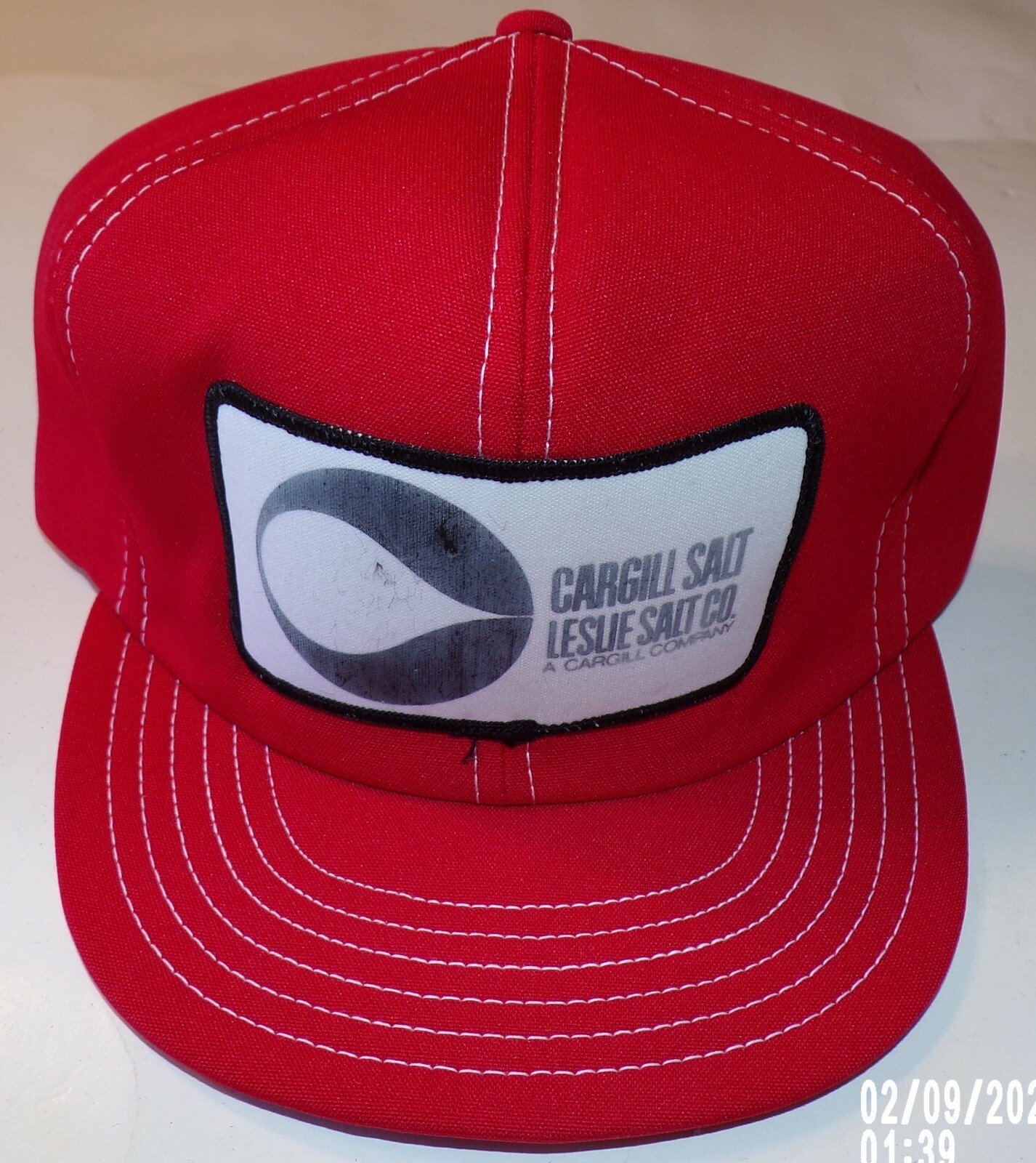 Vintage Cargill Salt Lesue Red Patch Hat Cap USA DeLo… - Gem