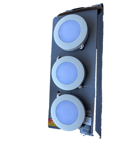 3-Light Plug-In LED White Puck Light Kit with CCT Changing (2700K/3000K ...