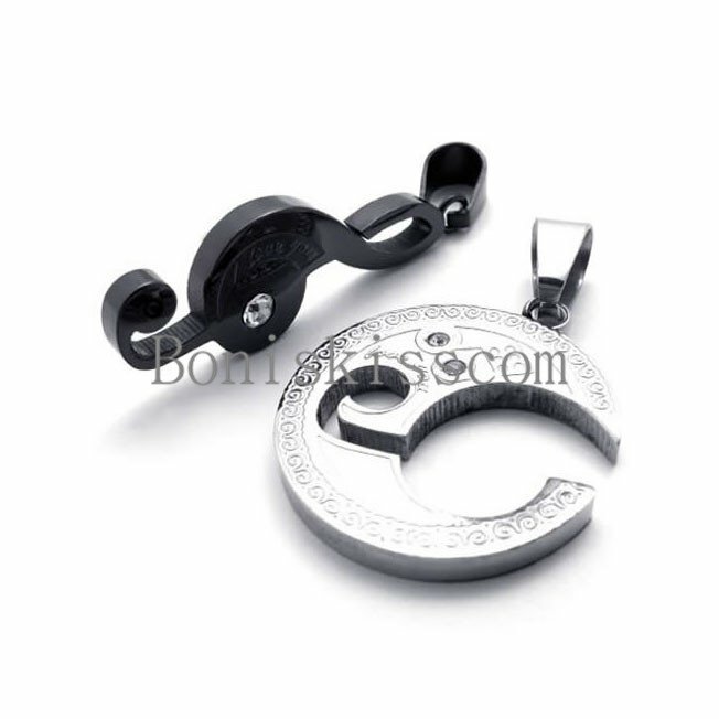Stainless Steel Music Note " I Love You" Men's Women's Couple Pendant ...