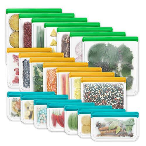 21 Pack Reusable Storage Bags Bpa Free Leakproof Freezer Bags 7 ...