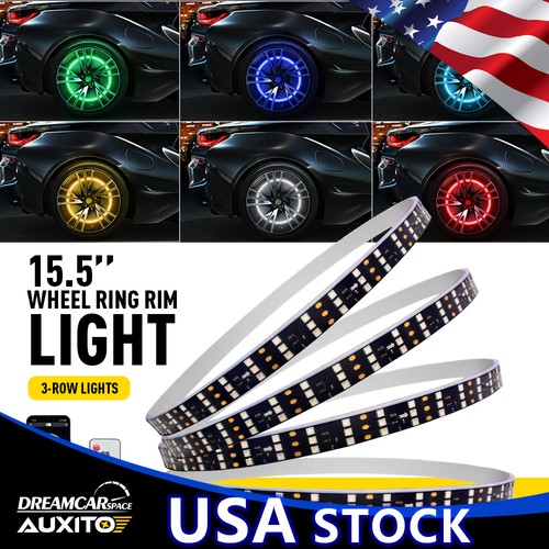 3 Row 15.5" 5050SM LED Wheel Ring Rim RGB Lights Color Turn Signal ...