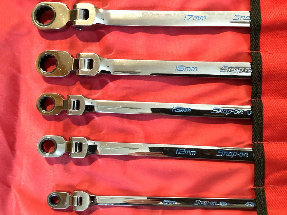 Snap On 5 Piece 12 Point Metric Double Flex Ratcheting Box Wrench Set ...