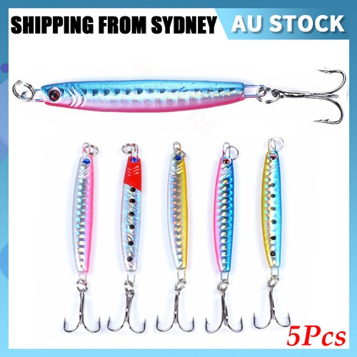 5X Fishing Lure Metal Slice Spoon Spinner Slugs Tackle Mackerel Tailor ...