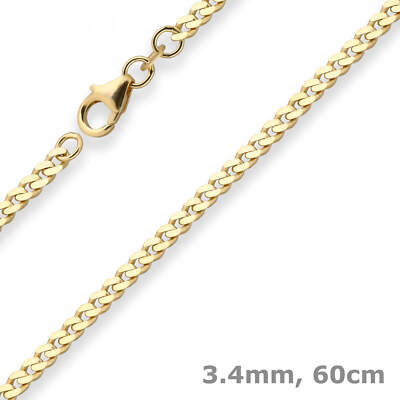 3,4mm Panzerkette Goldkette Collier Halskette aus 333 Gold Gelbgold ...
