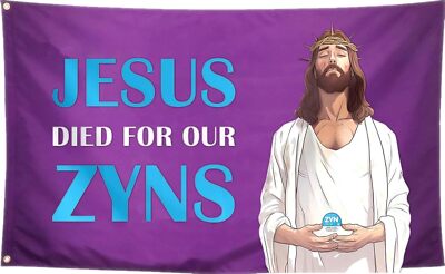 Jesus Died for Our Zyns Funny Flags 2x3FT,Flags with 2 Brass purple-2x3 ...
