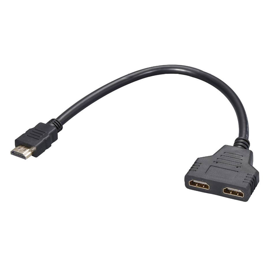 HDMI Male To Dual Twin HDMI Female 1 to 2 Way Splitter Adapter Cable ...