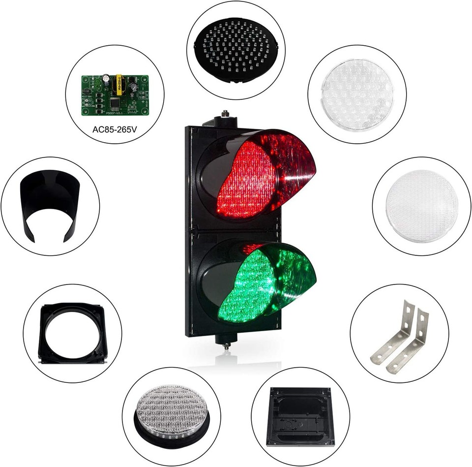 AC85-265V 200Mm(8Inch) Traffic Light, Red/Green Stop and Go Light, Led ...