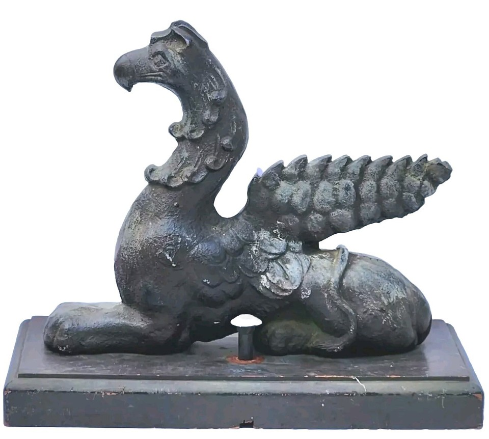 Antique 27.5 Lb 15" Cast Iron Bronze Architectural Griffin Building ...
